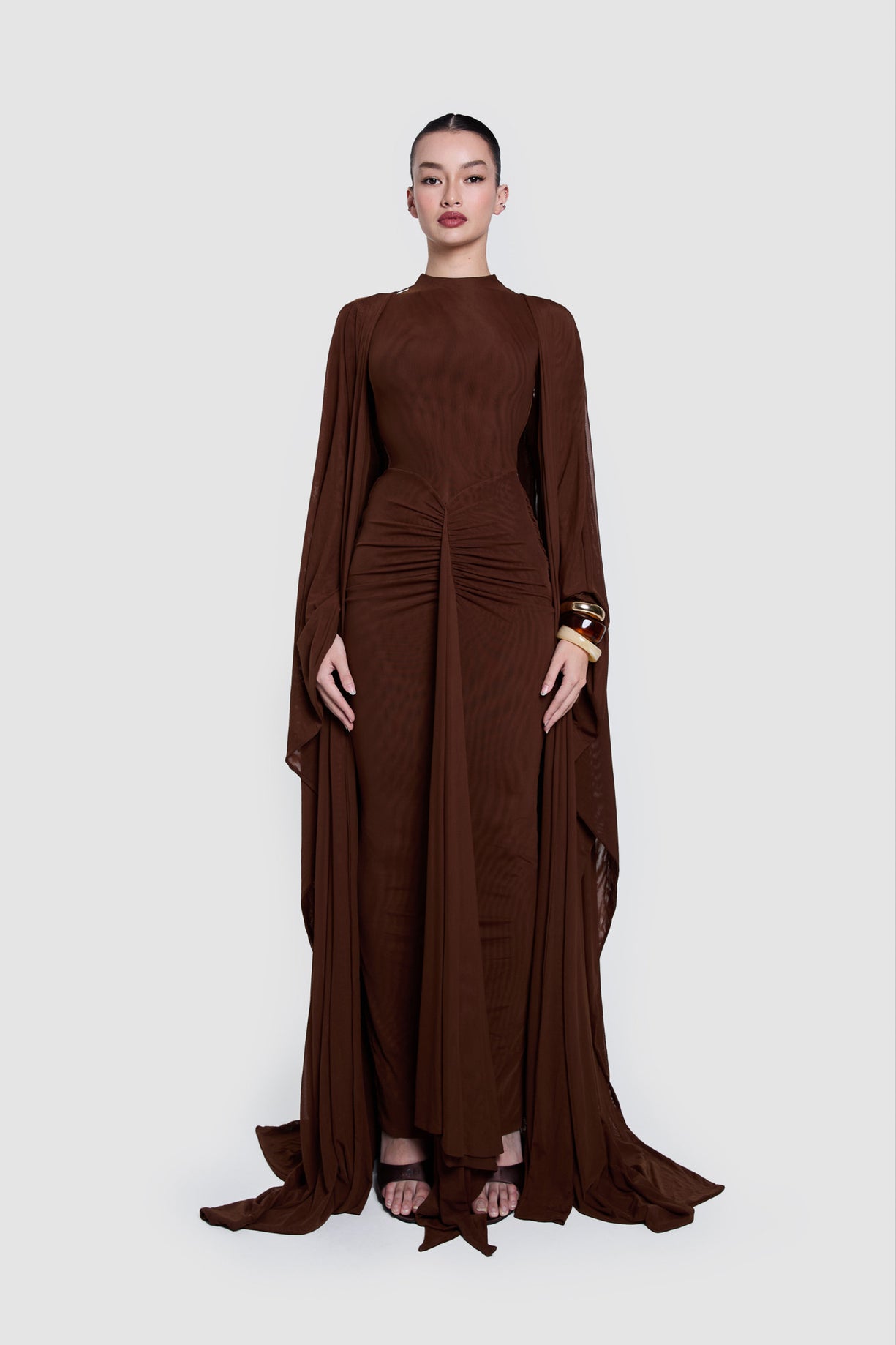 Aluya Mesh Draped Cape - Choc Gelato – BBXBRAND